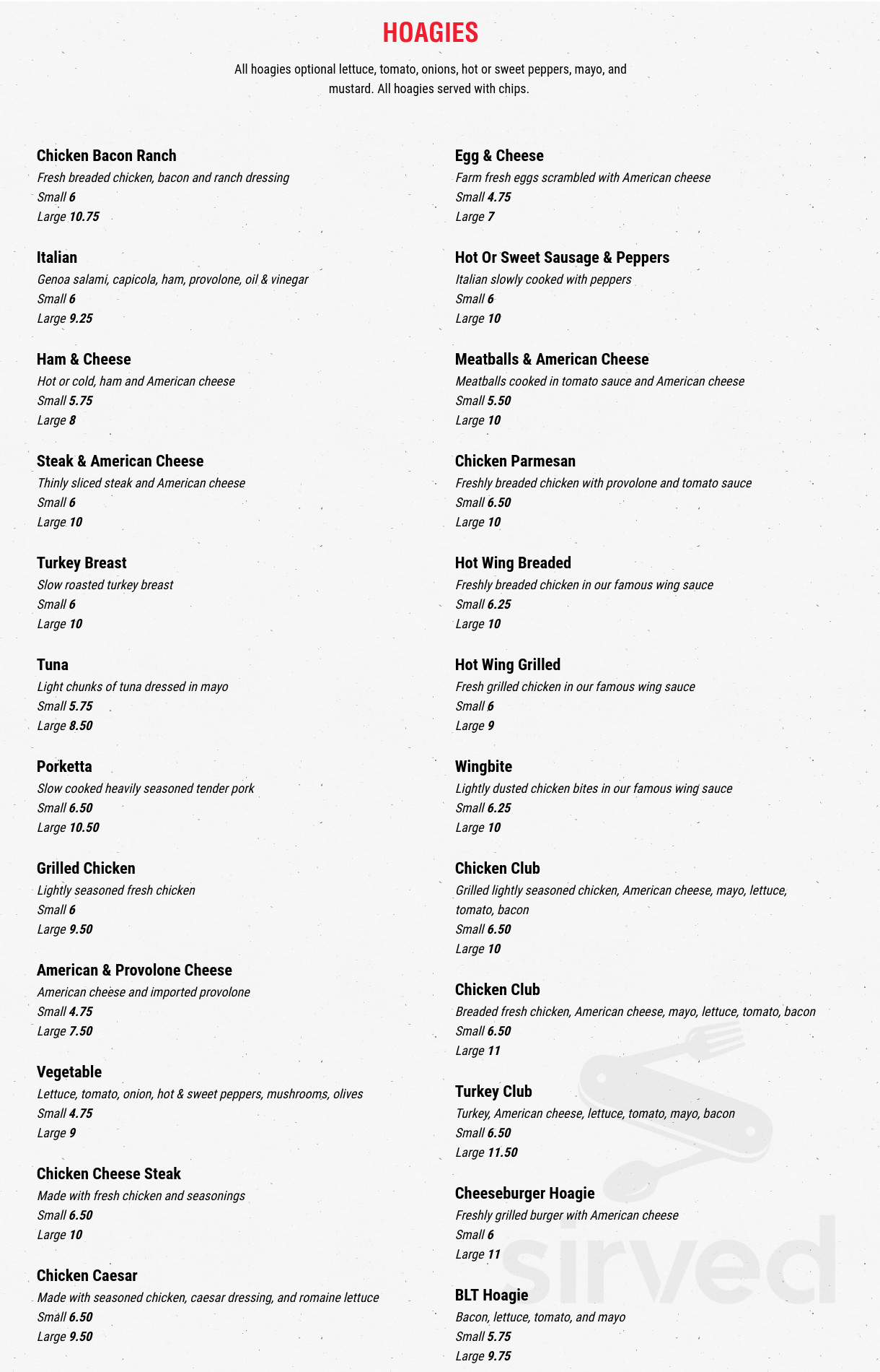 Menu - Dunmore PA's Nina's Wing Bites & Pizza Dunmore | Sirved