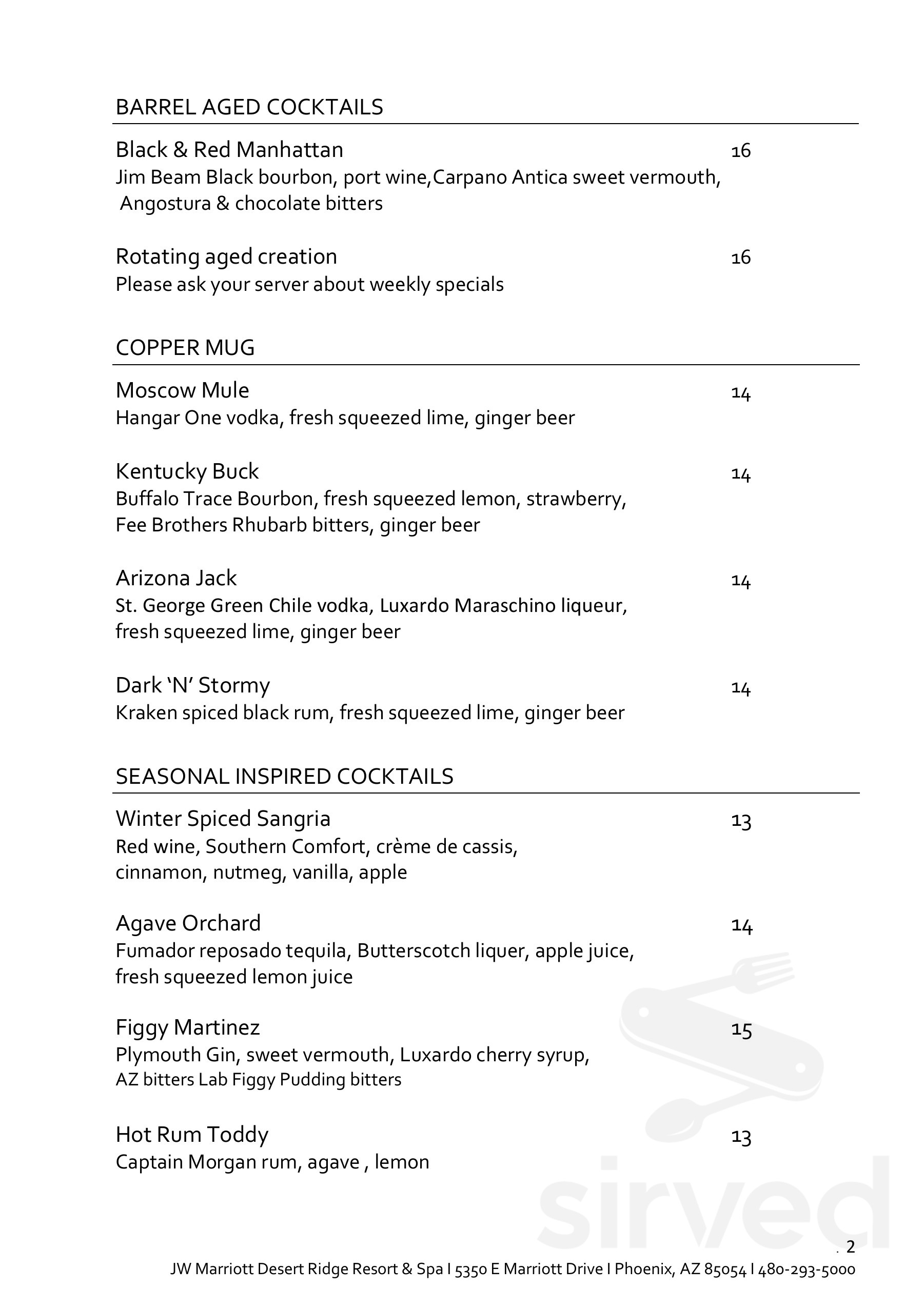 Twenty6 menus in Phoenix, Arizona, United States