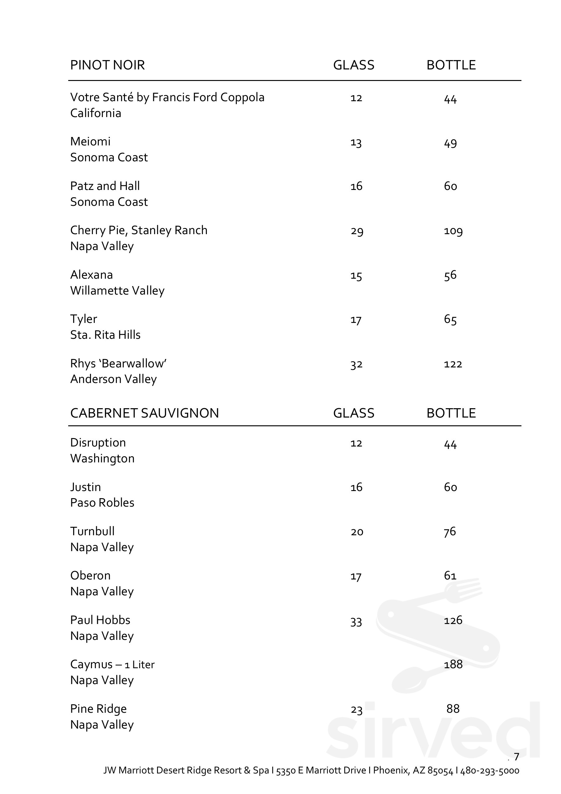 Twenty6 menus in Phoenix, Arizona, United States
