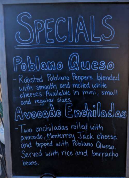 Alamo Cafe menu in San Antonio, Texas, USA