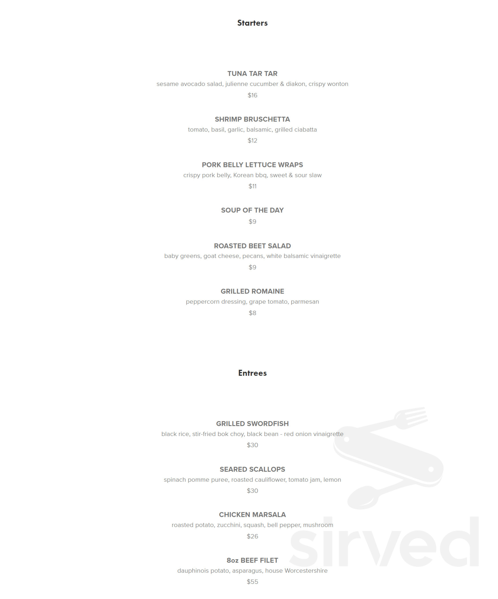 Noah's Restaurant & Lounge menu in Charleston, West Virginia, USA