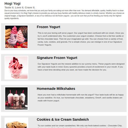 Hogi Yogi menu in Springville, Utah, USA