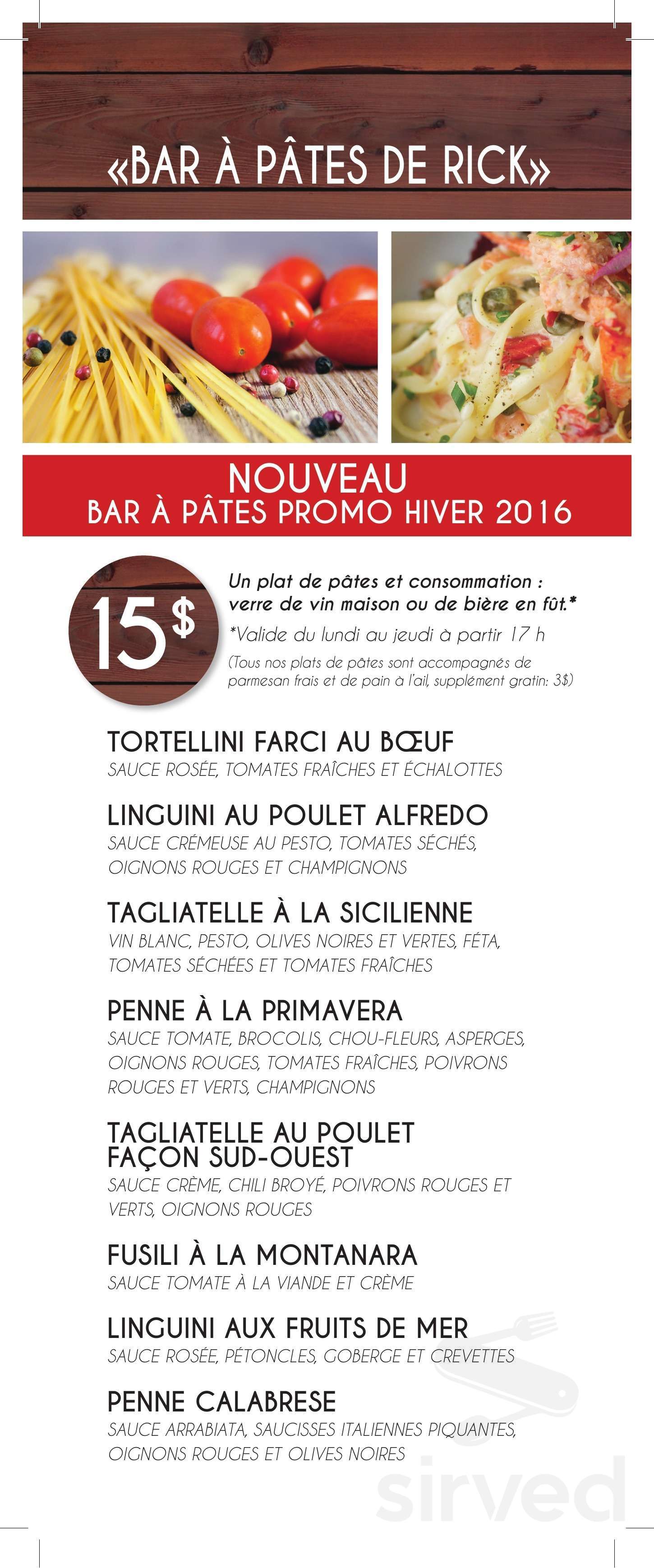 Menu - Beaupré QC's Radio Café | Sirved