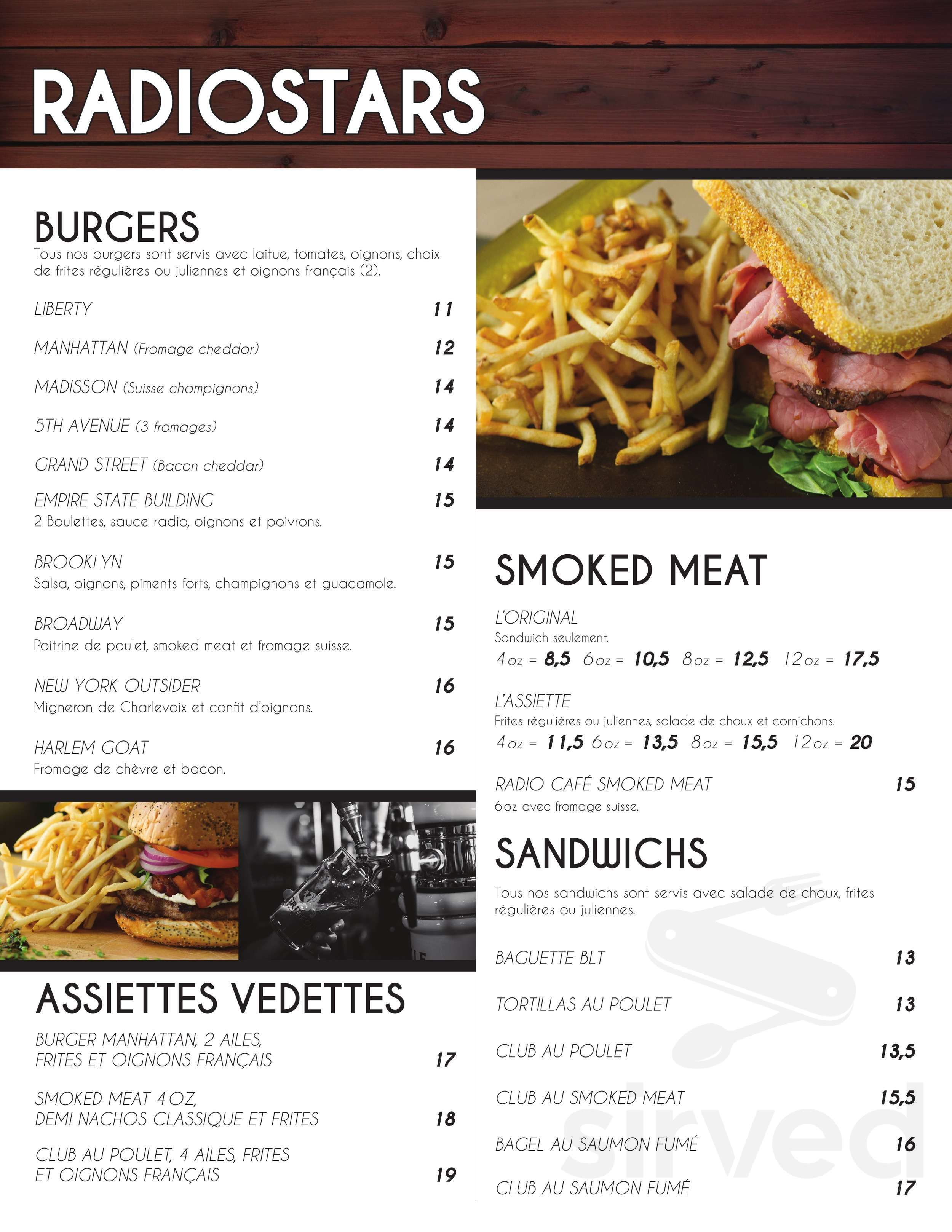 Menu - Beaupré QC's Radio Café | Sirved