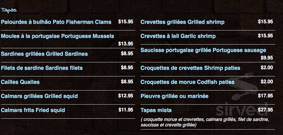 Douro Montreal menu in Montreal, Quebec H2S 3C6, Canada