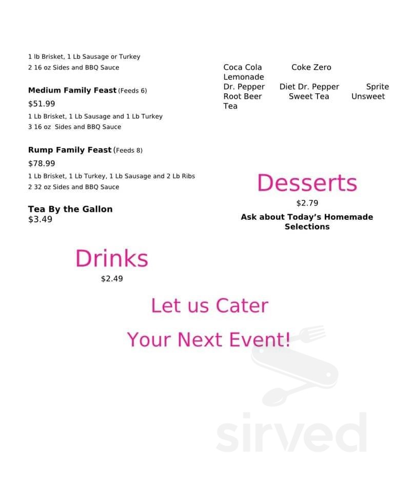 Rump's BBQ menus in Palestine, Texas, United States