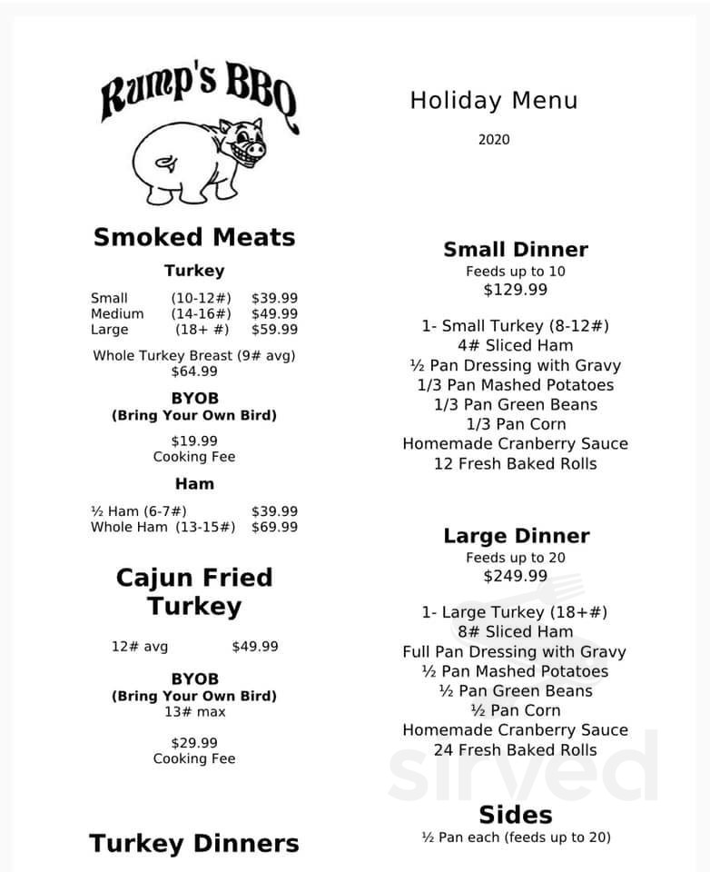 Rump's BBQ menus in Palestine, Texas, United States