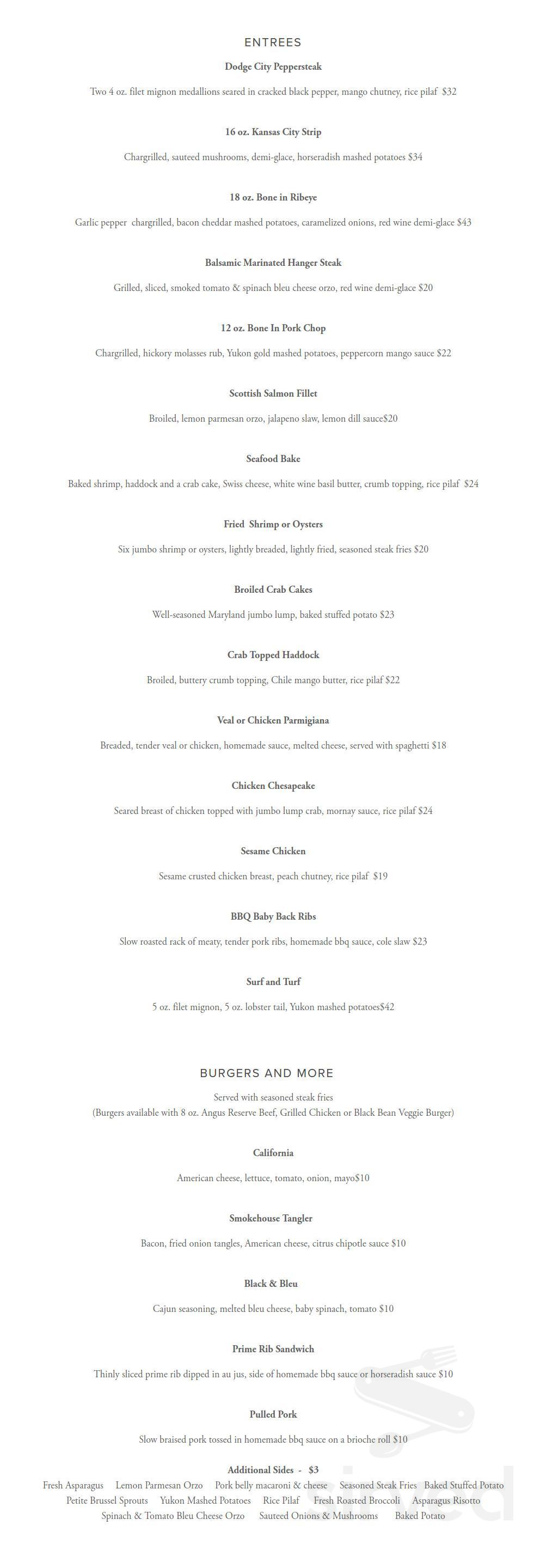 Dodge City Steakhouse menu in Harrisburg, Pennsylvania, USA