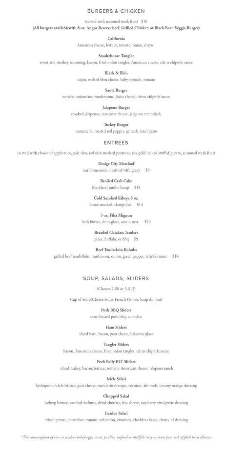 Dodge City Steakhouse menu in Harrisburg, Pennsylvania, USA