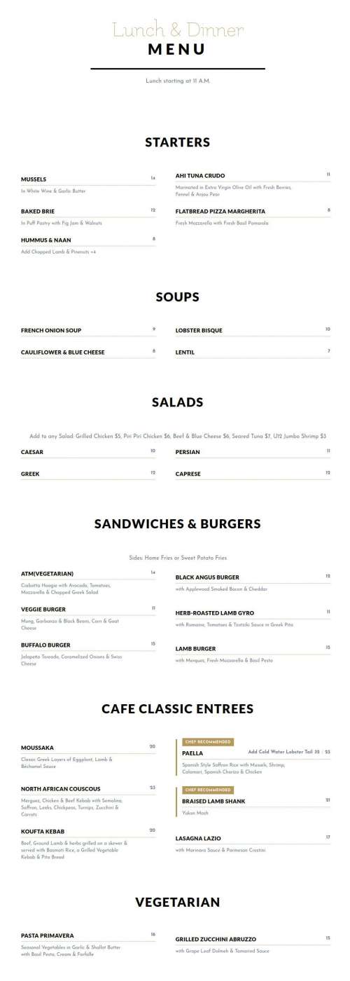 Cafe Benedicte menu in Houston, Texas, USA
