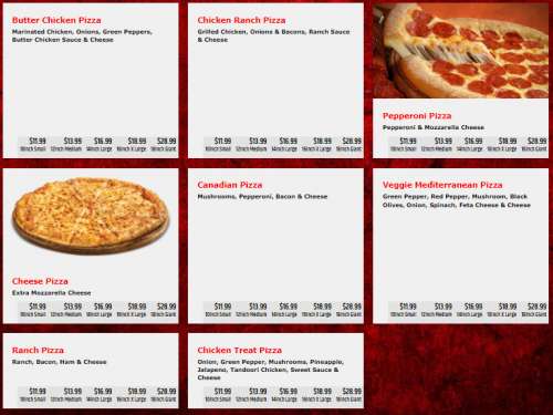 Canadian Pizza Unlimited menu in Stony Plain, Alberta, Canada