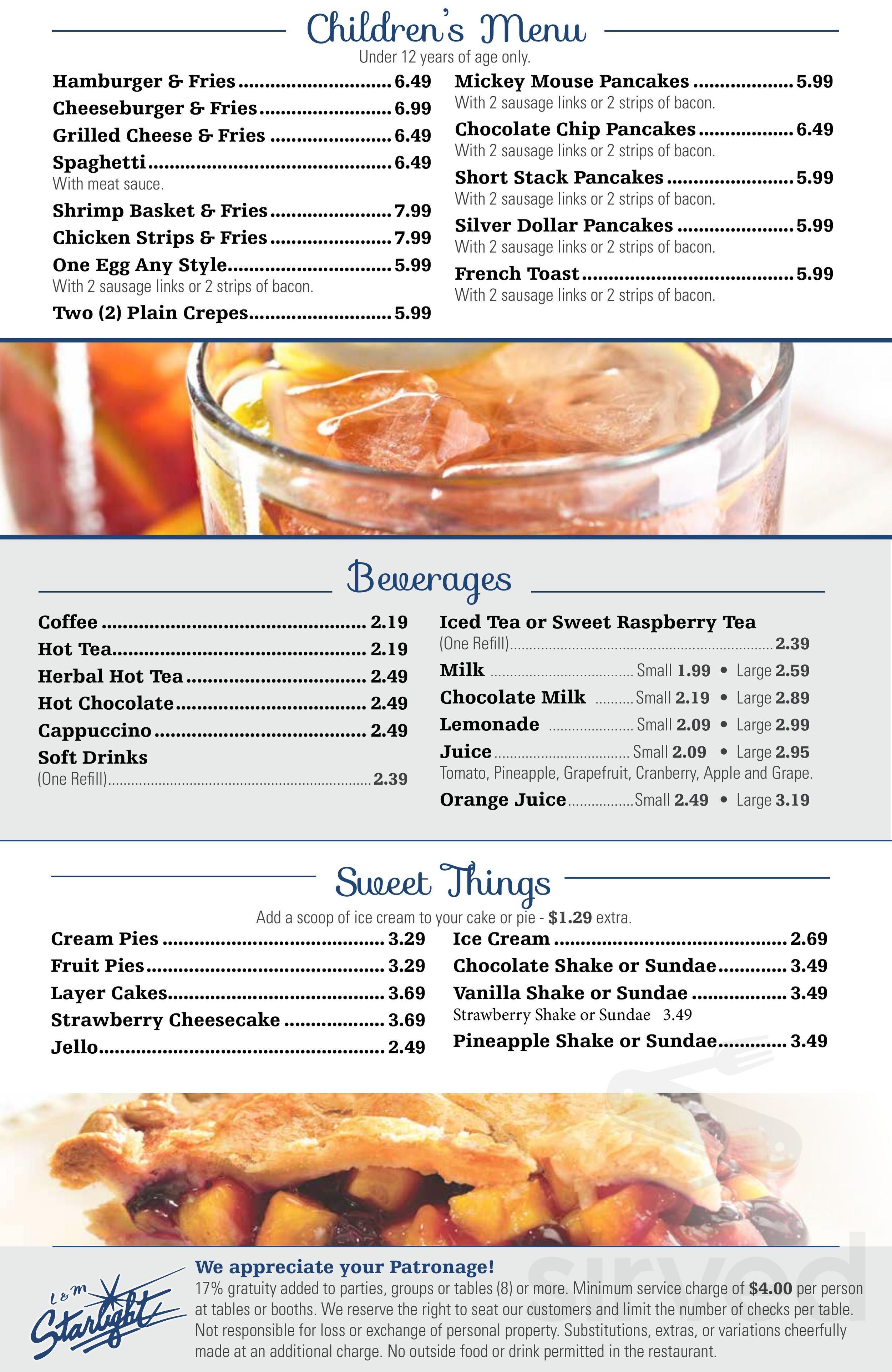 Starlight Restaurant menu in Chicago, Illinois, USA