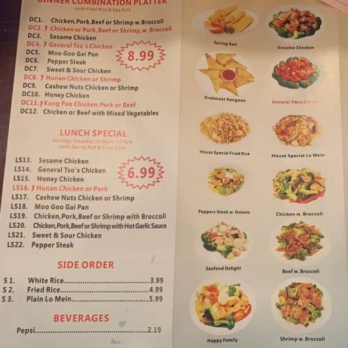 Ling's Cafe menu in Topeka, Kansas, USA