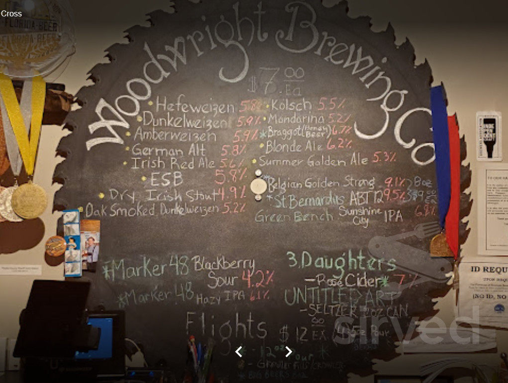 Woodwright Brewing Company menu in Dunedin, Florida, USA