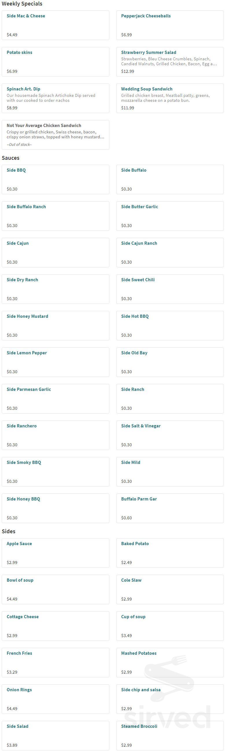 Greersburg Tavern menu in Darlington, Pennsylvania, USA