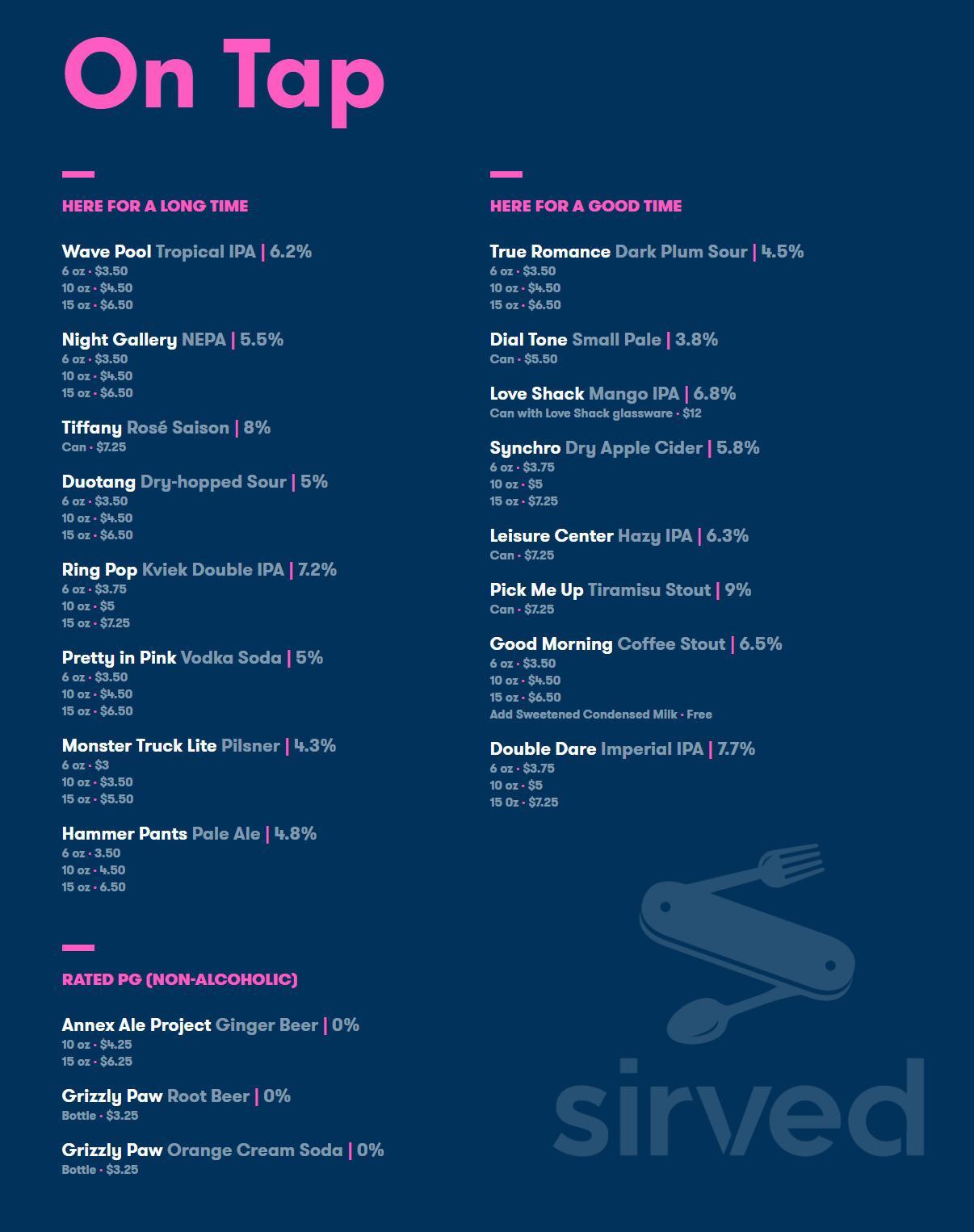 Eighty-Eight Brewing Co. menu in Calgary, Alberta, Canada