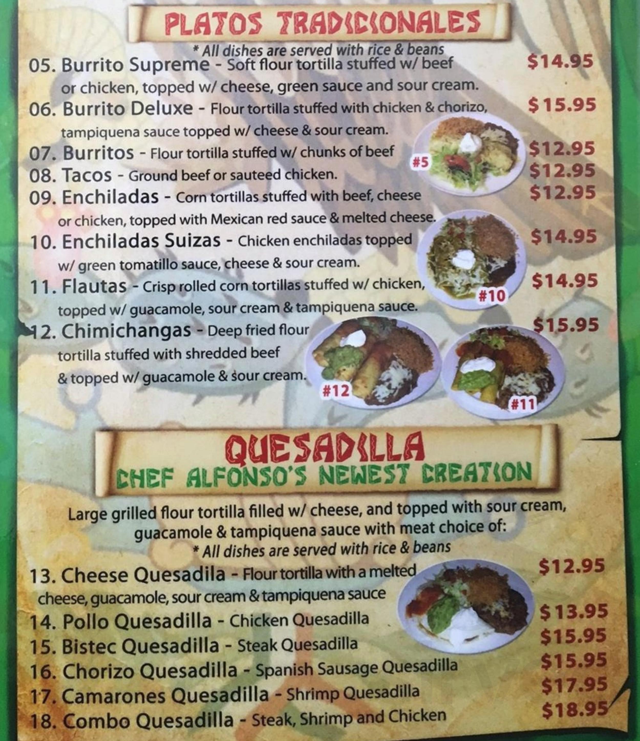 Little Mexico menu in Westbury, New York, USA