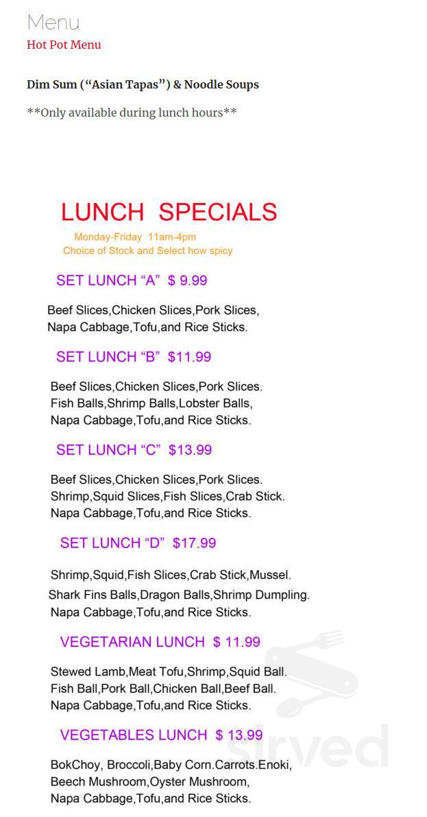 Hotto Potto menu in Orlando, Florida, USA