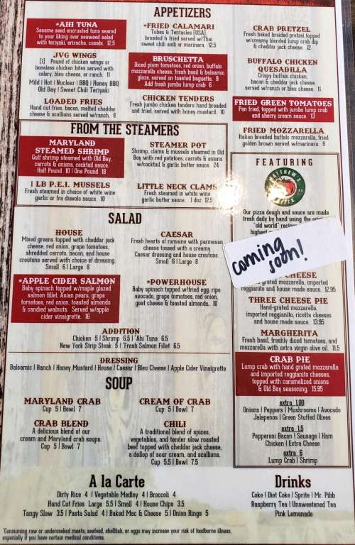 J'Ville Grille menu in Jarrettsville, Maryland, USA