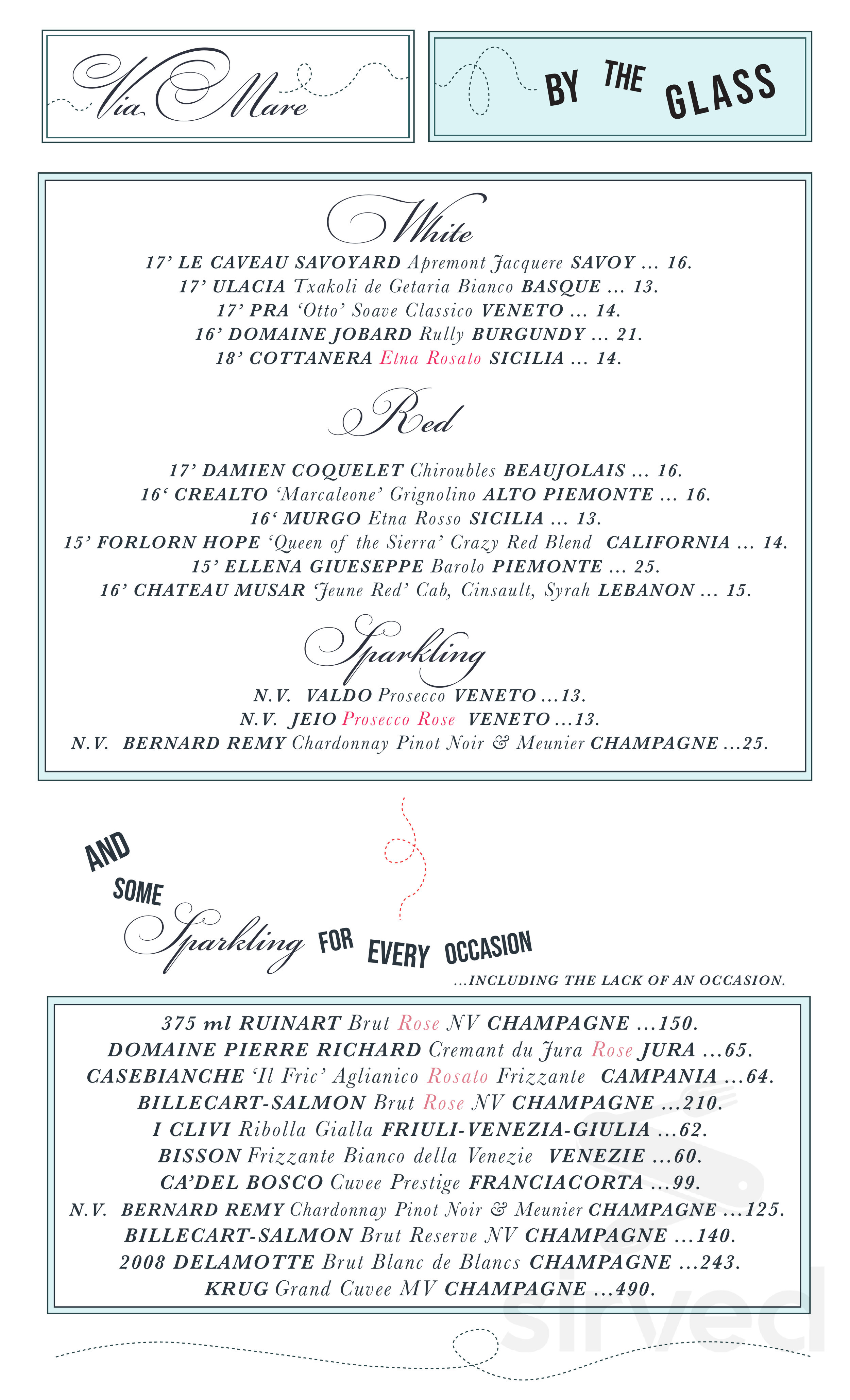 Via Mare menus in Nantucket, Massachusetts, United States