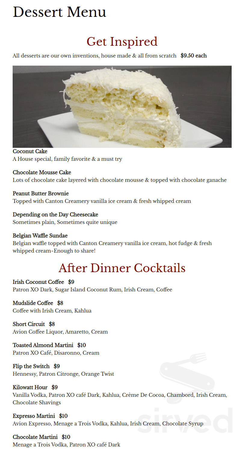 The Edison Grill menu in Harwinton, Connecticut, USA