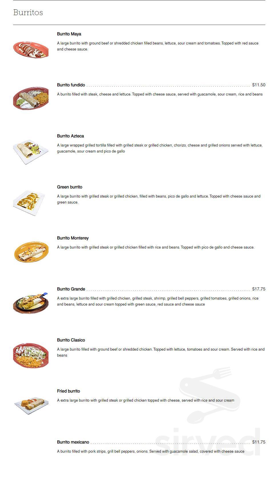 Margaronas Cantina menu in Homewood, Alabama, USA