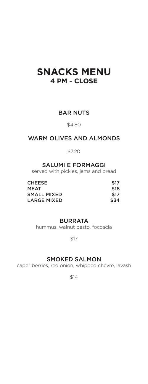 Boxcar Social menu in Toronto, Ontario, Canada