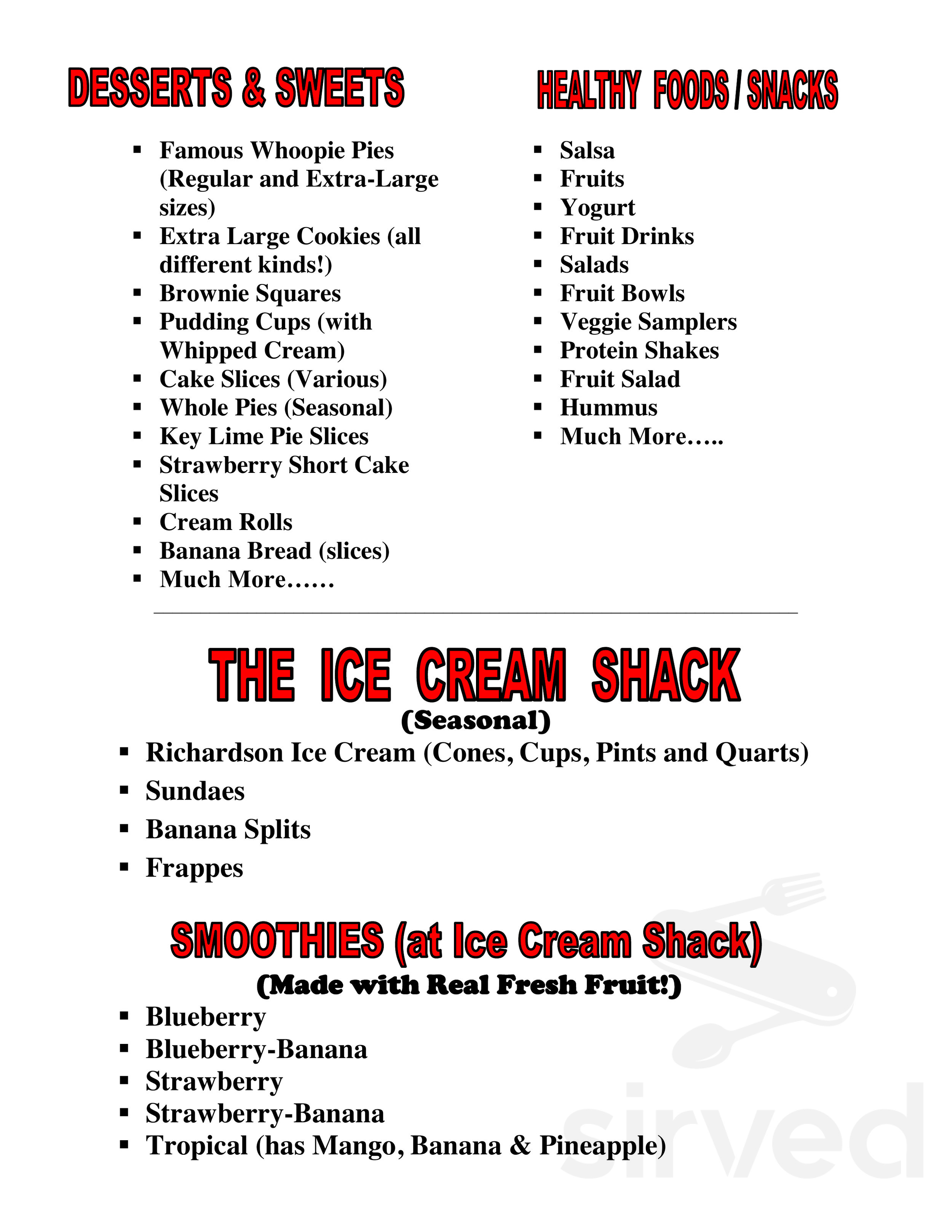 The Town Cabin Deli & Pub menu in Candia, New Hampshire, USA