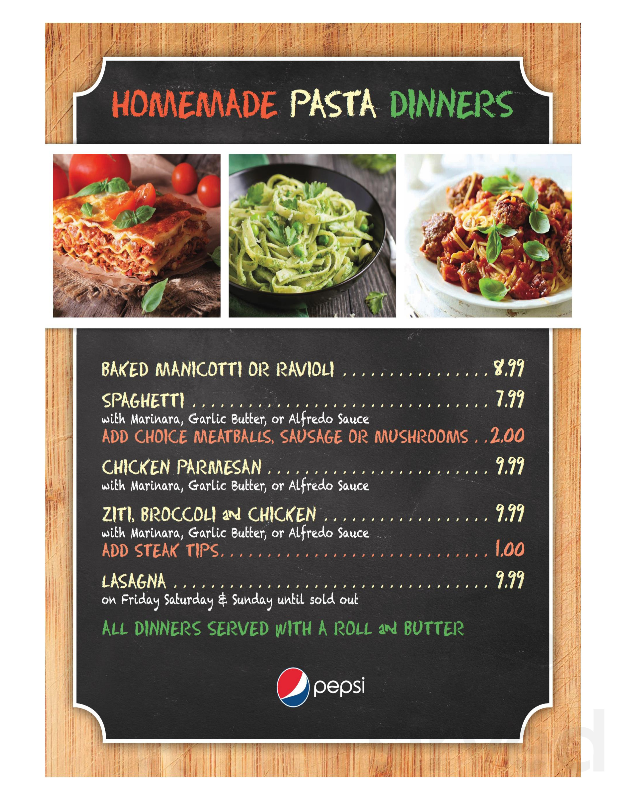 The Town Cabin Deli & Pub menu in Candia, New Hampshire, USA