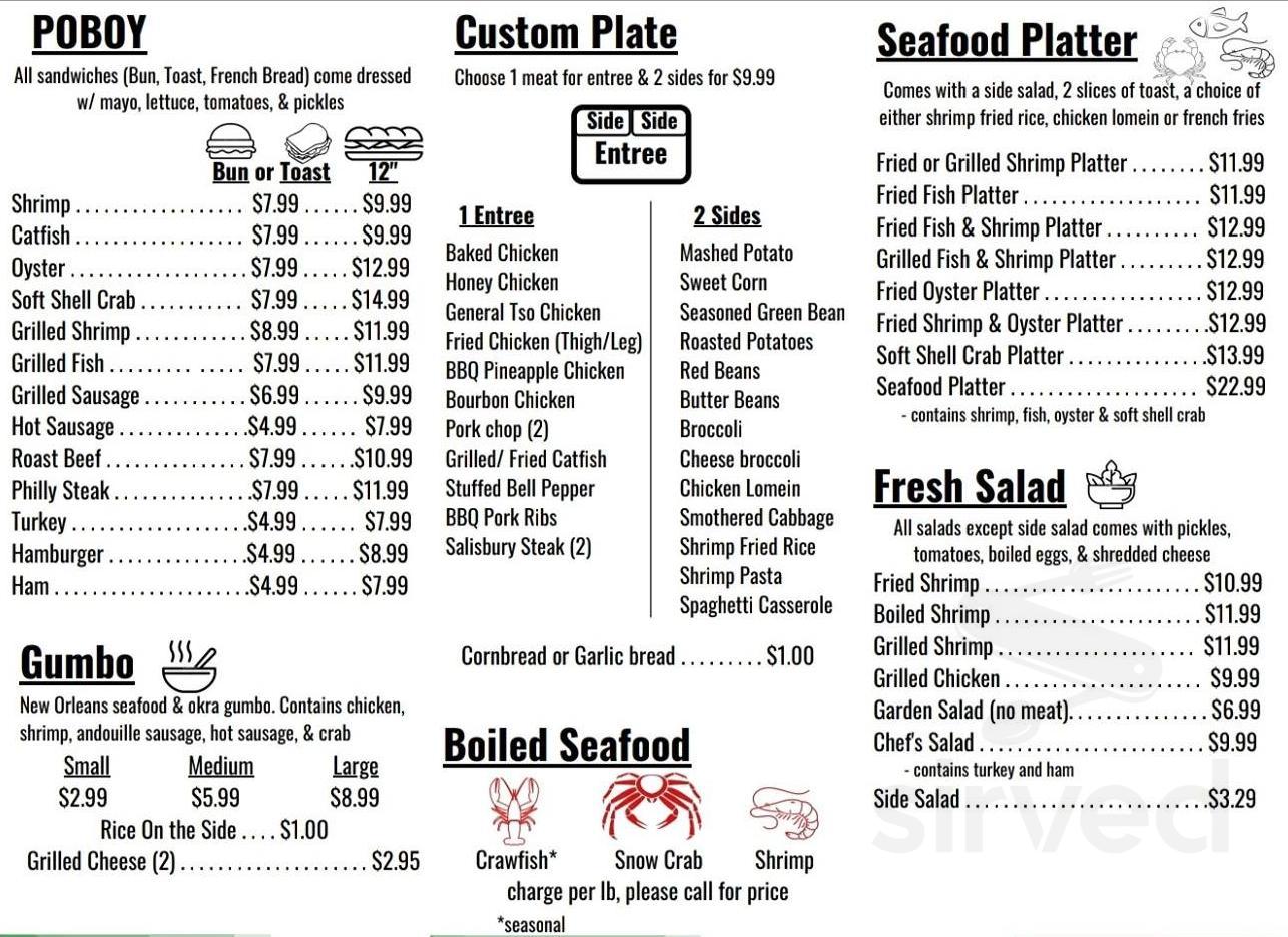 Today's Cajun Seafood menu in New Orleans, Louisiana, USA