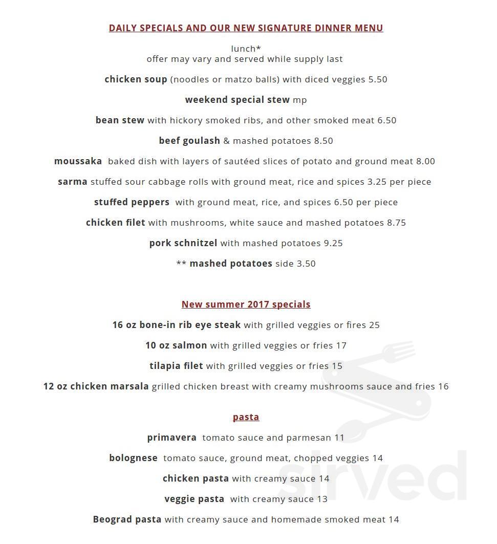 Menu - Chicago IL's Cafe Beograd | Sirved