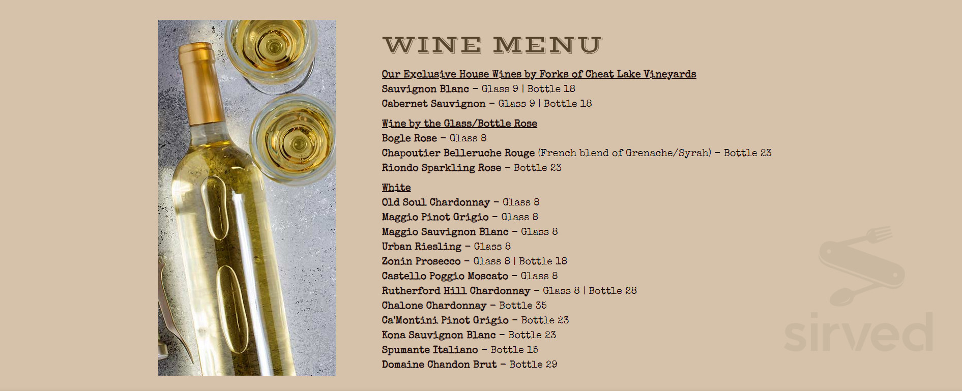 Char House on the Boulevard menus in Wheeling, West Virginia, United States