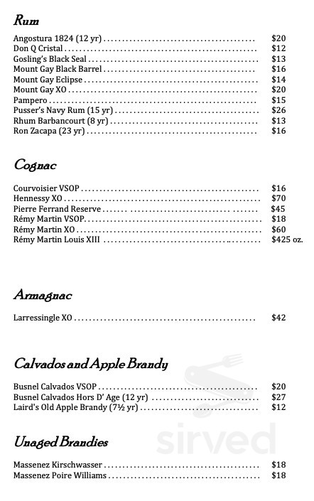 The Inn at Little Washington menu in Washington, Virginia, USA