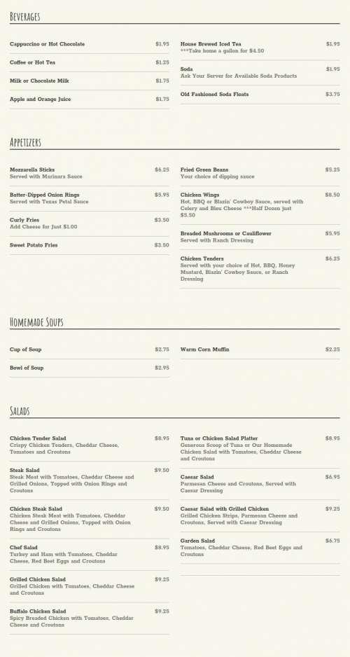 Conestoga Wagon Restaurant menu in Conestoga, Pennsylvania, USA
