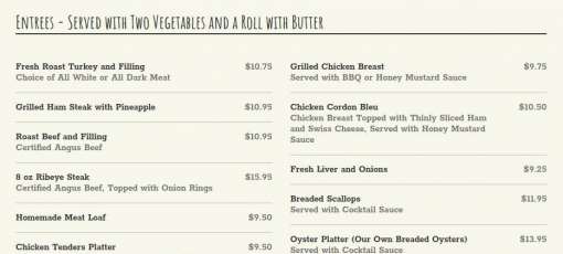 Menu for Conestoga Wagon Restaurant in Conestoga, PA | Sirved