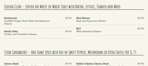 Menu for Conestoga Wagon Restaurant in Conestoga, PA | Sirved