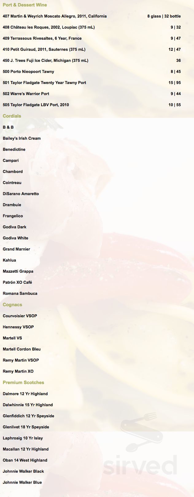 The Station menu in Tecumseh, Michigan, USA