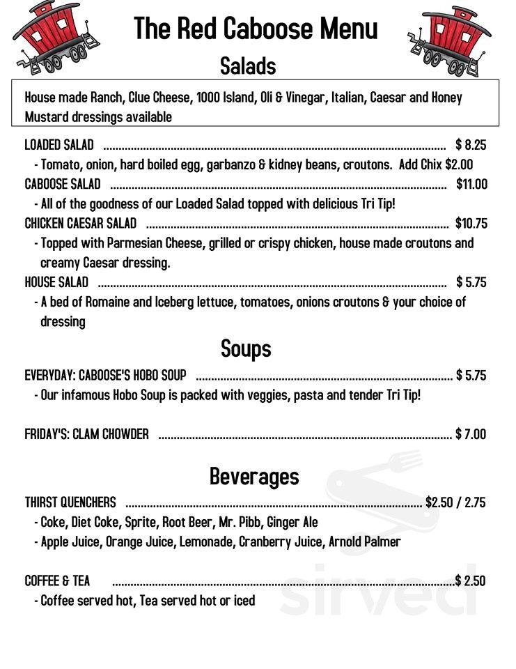 Menu - Antioch CA's The Red Caboose | Sirved