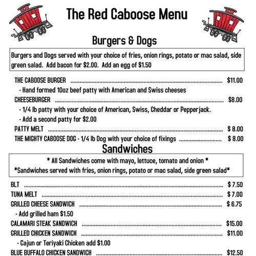 The Red Caboose menu in Antioch, California, USA