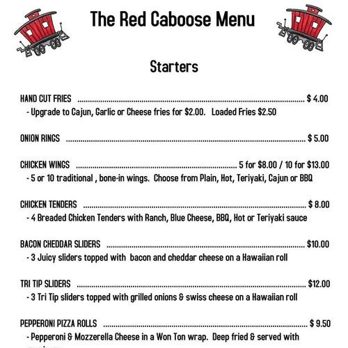 The Red Caboose menu in Antioch, California, USA