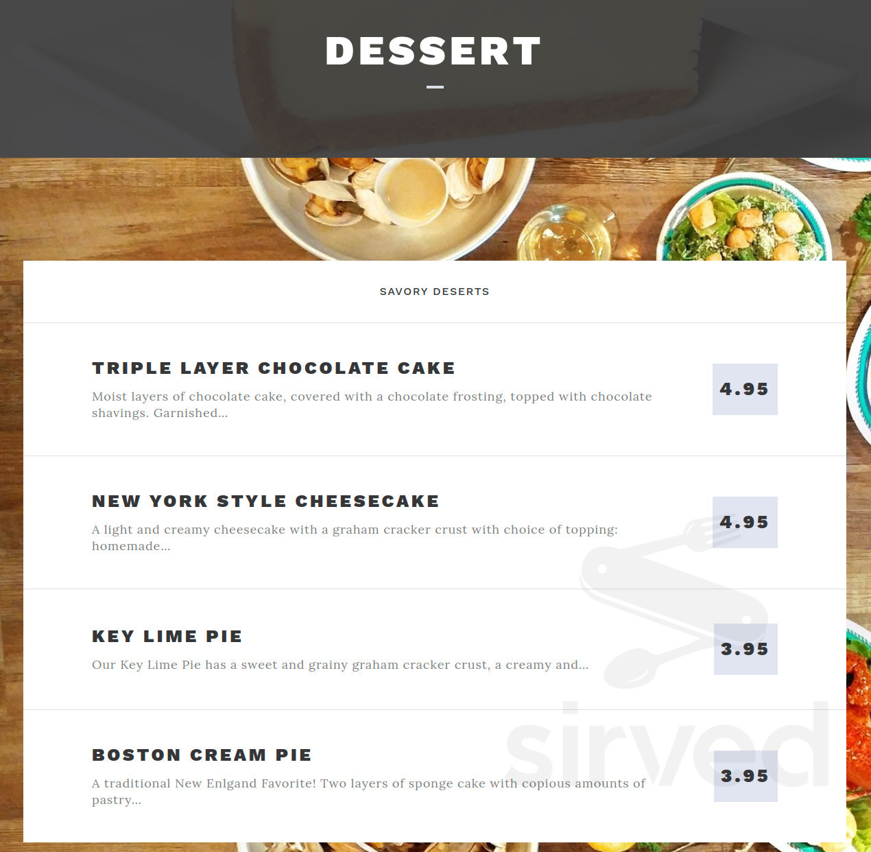 Menu for New England Eatery & Pub in Melbourne Beach, FL | Sirved