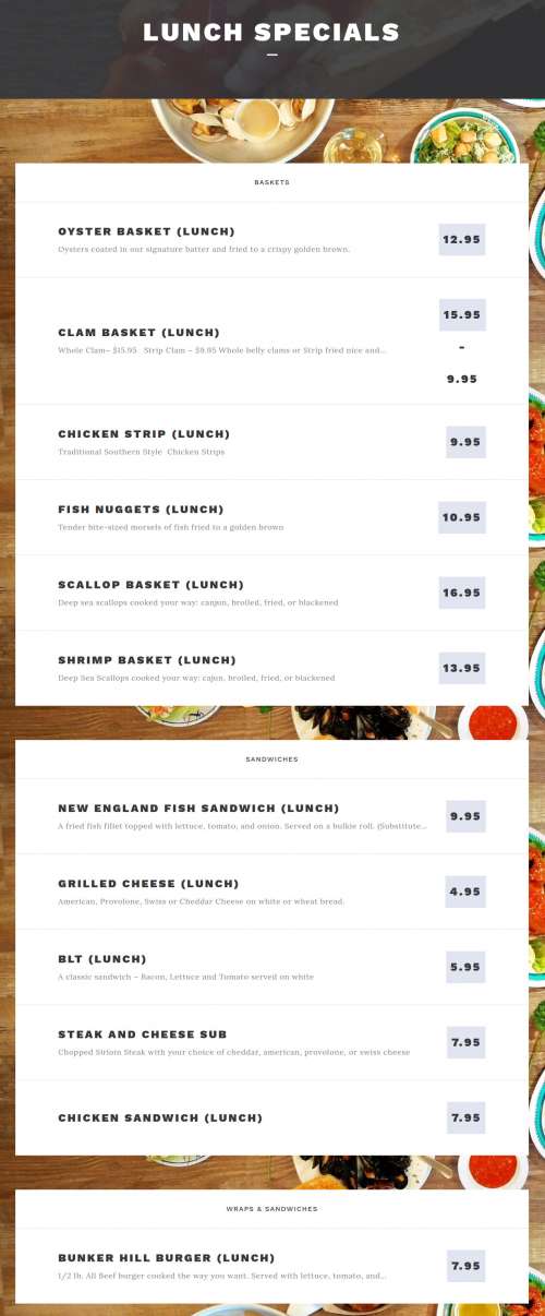 New England Eatery & Pub menu in Melbourne Beach, Florida, USA