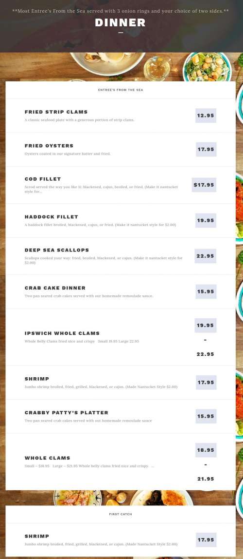 New England Eatery & Pub menu in Melbourne Beach, Florida, USA