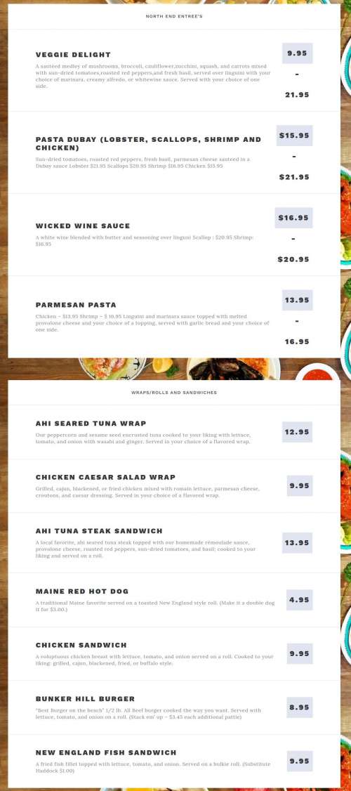 New England Eatery & Pub menu in Melbourne Beach, Florida, USA