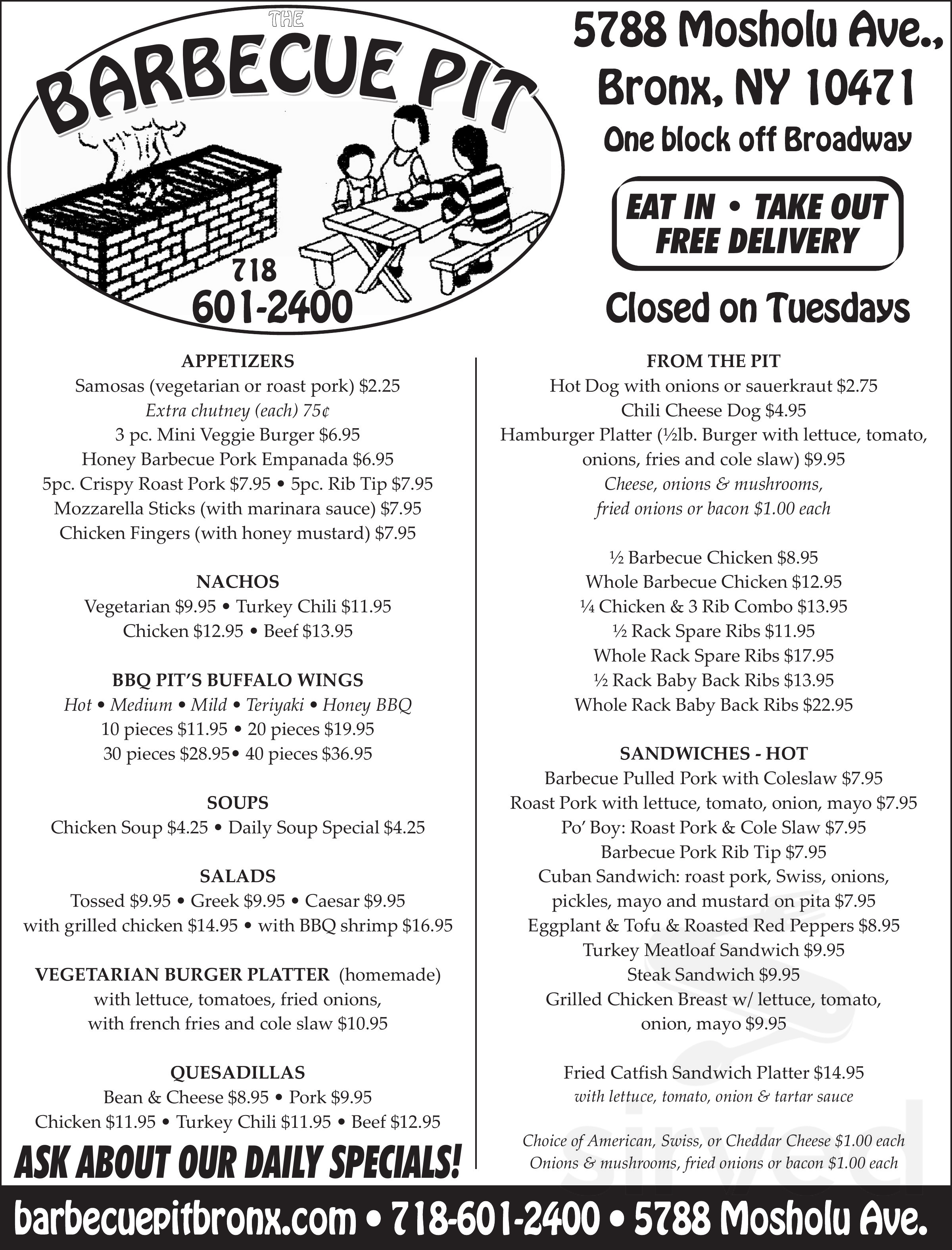 Barbecue Pit menu in The Bronx, New York, USA