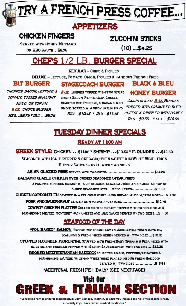 Silver Spring Family Restaurant menu in Lancaster, Pennsylvania, USA