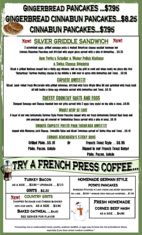 Silver Spring Family Restaurant menu in Lancaster, Pennsylvania, USA