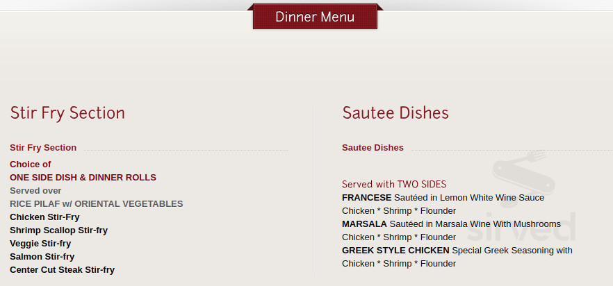 Silver Spring Family Restaurant menu in Lancaster, Pennsylvania, USA