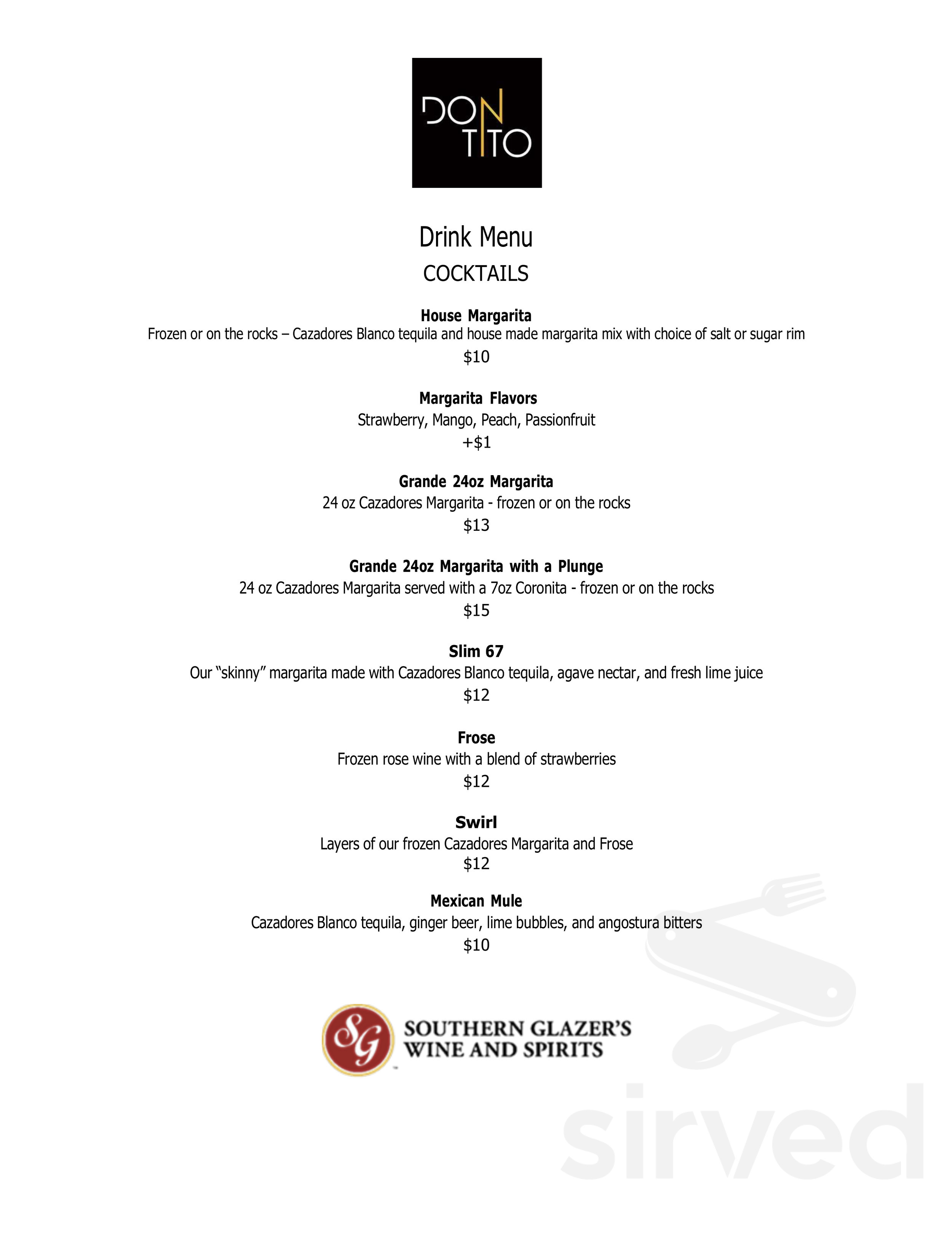 Don Tito menu in Arlington, Virginia, USA