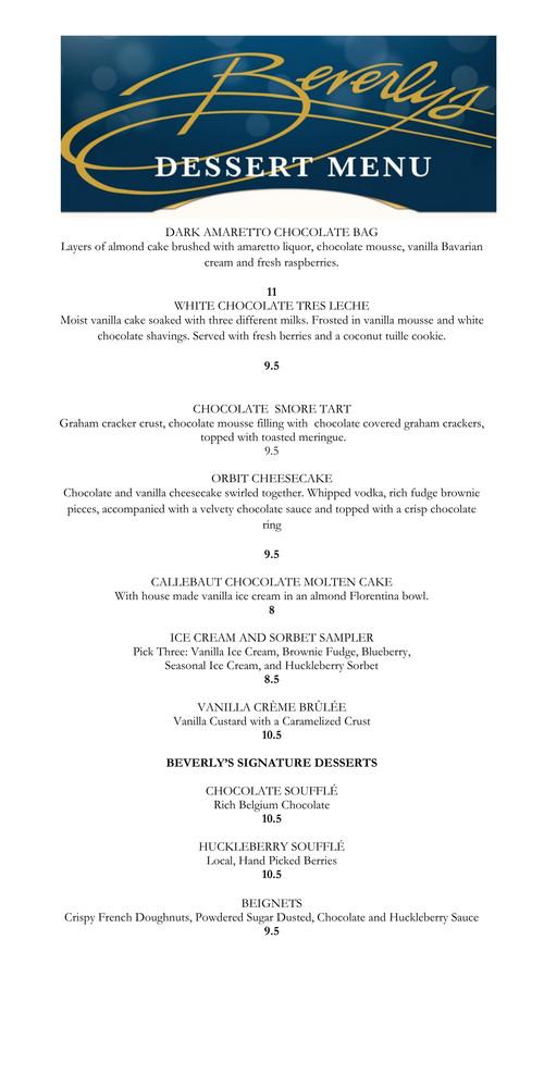 Beverly's menu in Coeur d'Alene, Idaho, USA